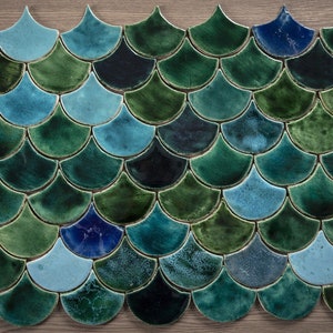 Decorative Ceramic Mermaid Tiles in the Shape of a Fish Scale Lake in ...
