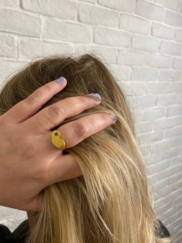 Herz Signet Ring, Chunky Ring, Herz Rosa Ring, Unikat Gold Schmuck ...