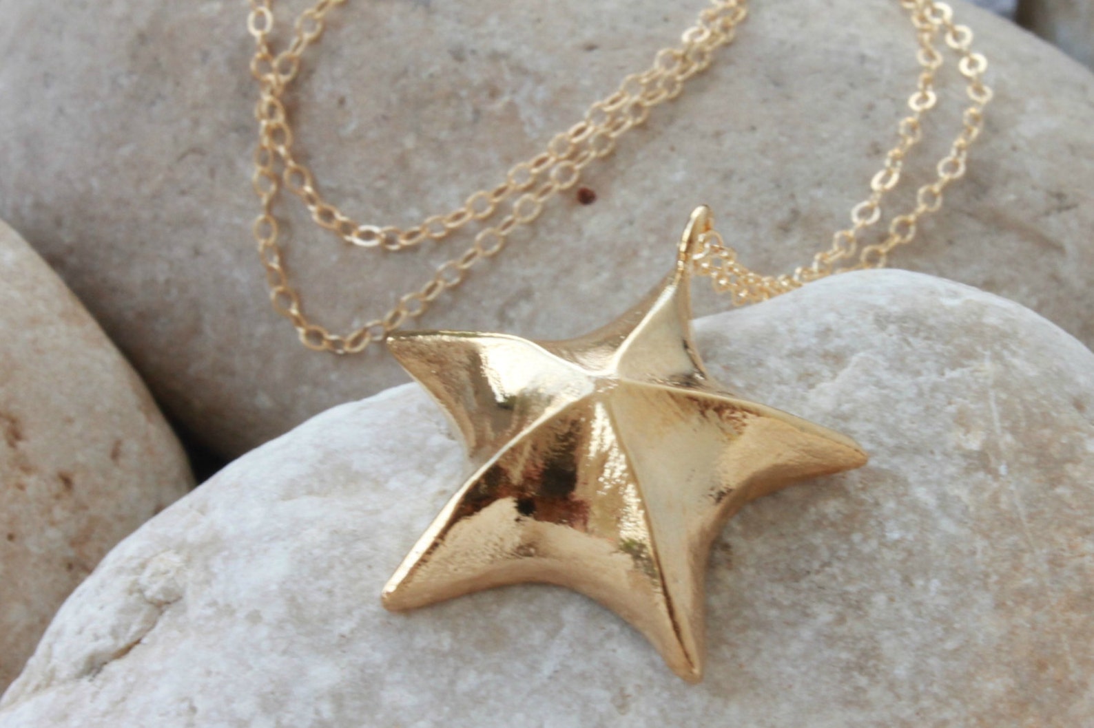 Gold Star Necklace, Sea Star Necklace, Ocean Necklace, Nautical ...