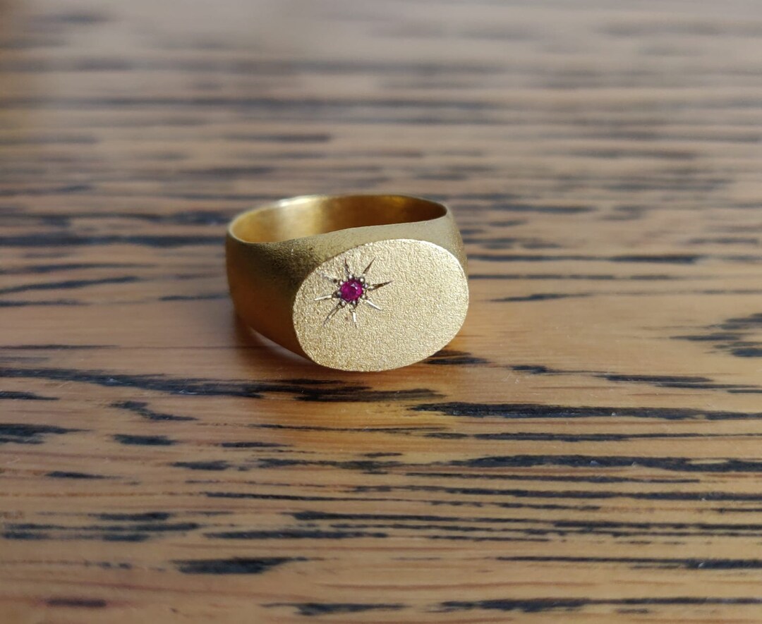 Anillo de sello de oro, anillo grueso, joyería de oro única, anillo ...