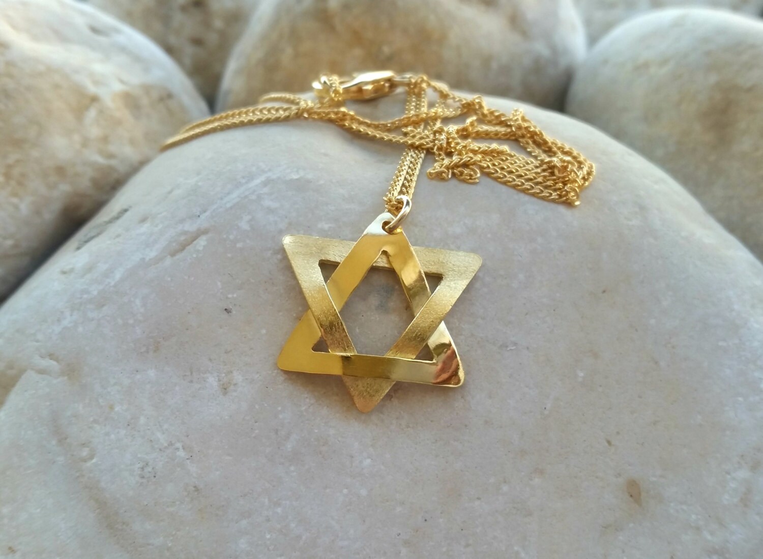 Davidstern Halskette für Männer, Massiver Gold stern von David ...