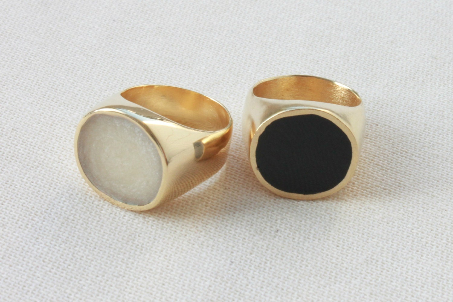 Gouden ring set, ringen eenvoudig, zwarte ring set, dubbele ring ...