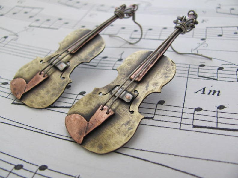 Music Gift Violin Earrings Music Jewelry Gift Music Earrings | Etsy