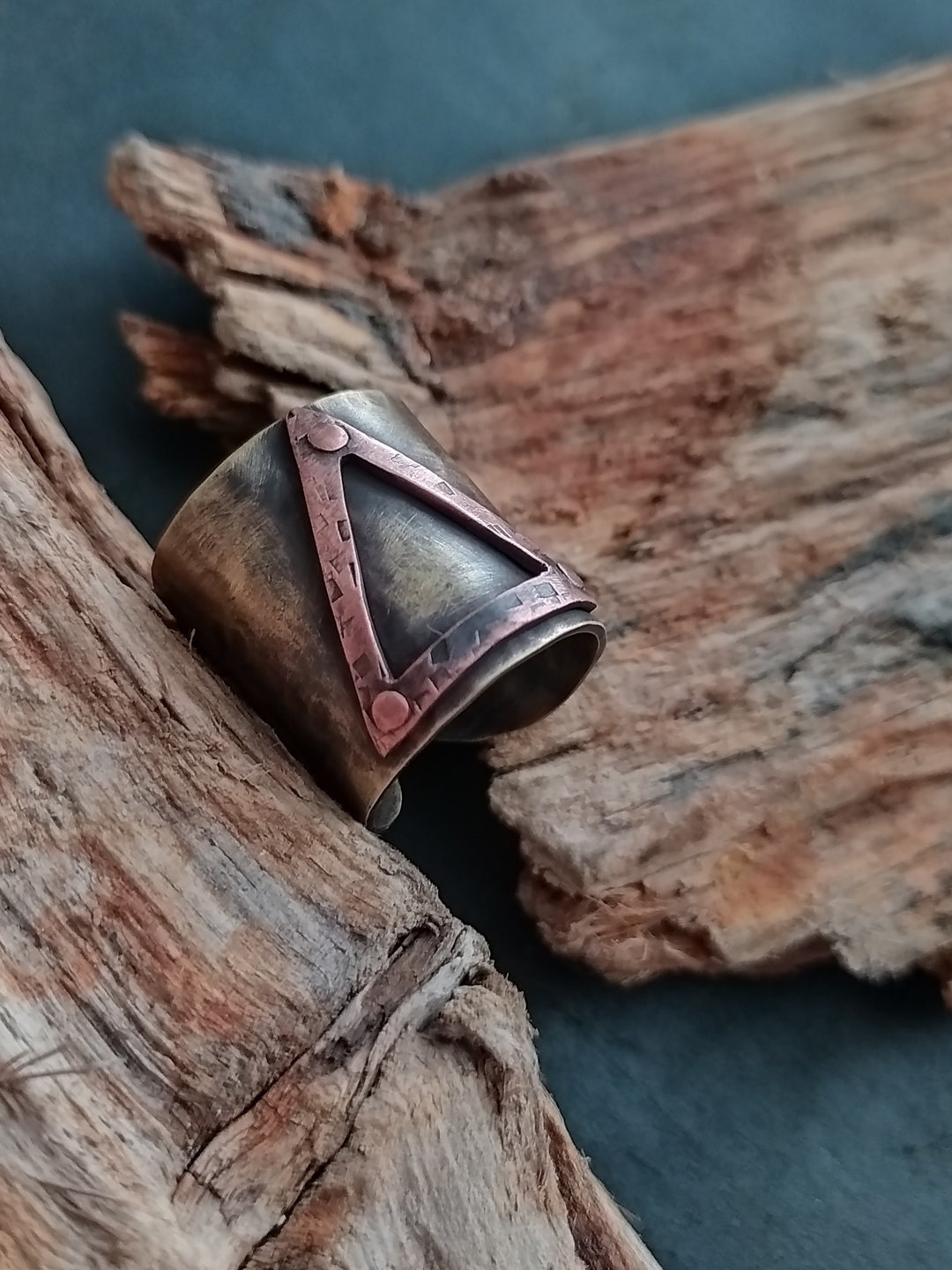 Cuff Ring Copper Cuff Ring Metal Triangle Ring Adjustable Ring - Etsy