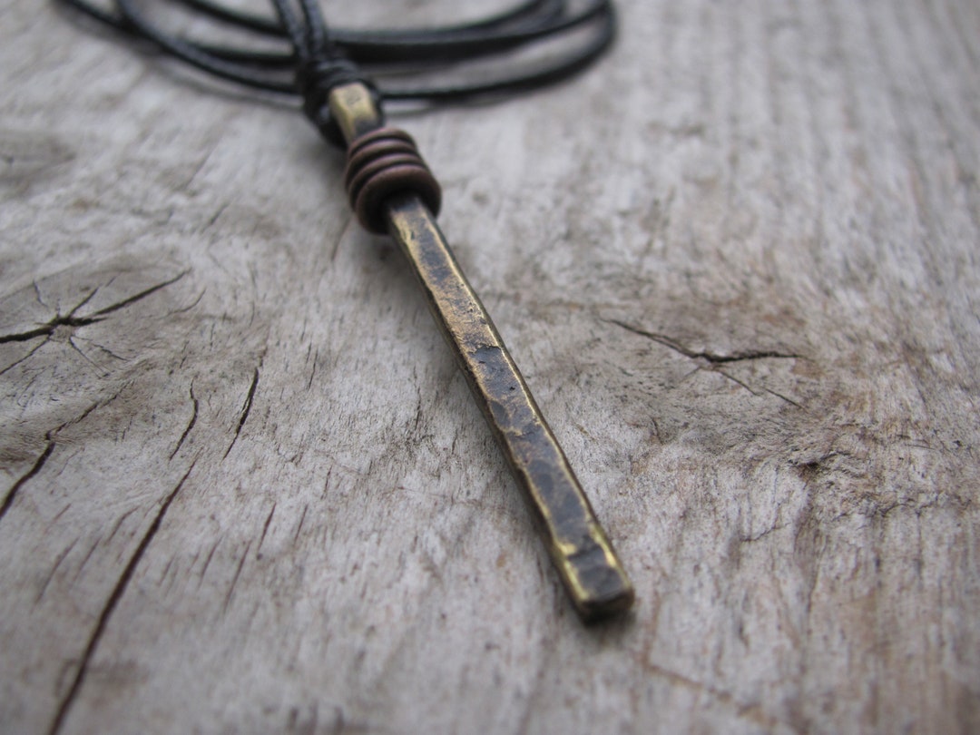 Forged Jewelry Forged Pendant Forged Copper Necklace Geometric Pendant ...