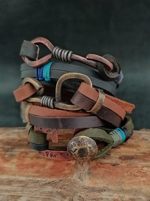 Mens Leather Bracelet Leather Bracelet Leather Bracelet for Men Iron Bracelet Leather Copper Cuff Bracelet