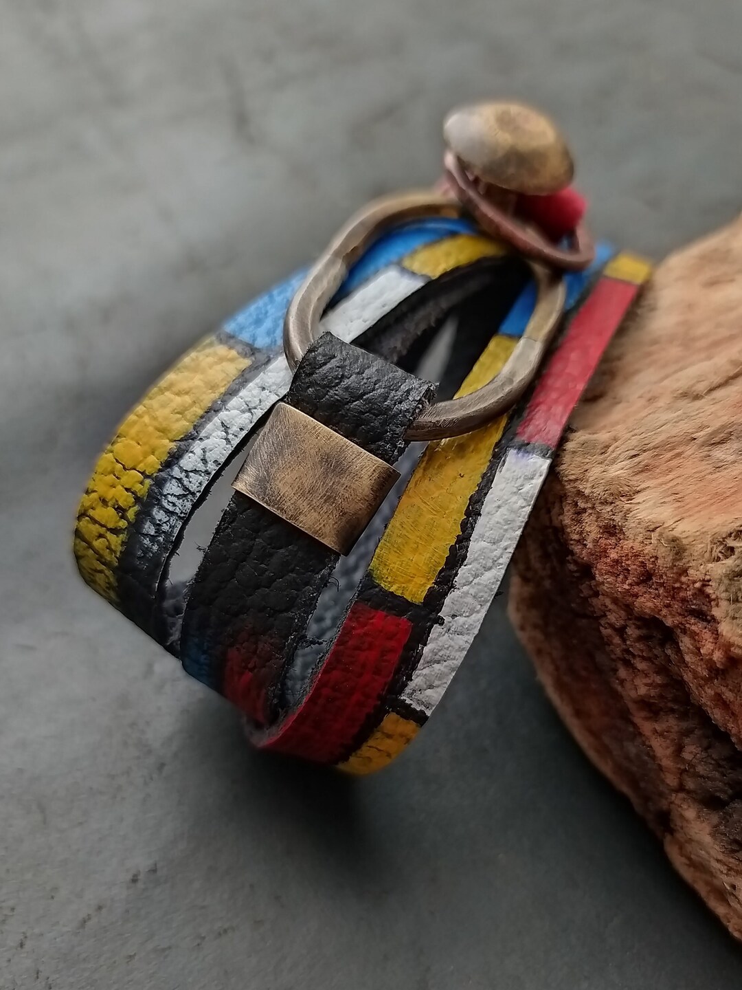 Triangle Leather Bracelet for Men Mens Leather Bracelet Leather ...