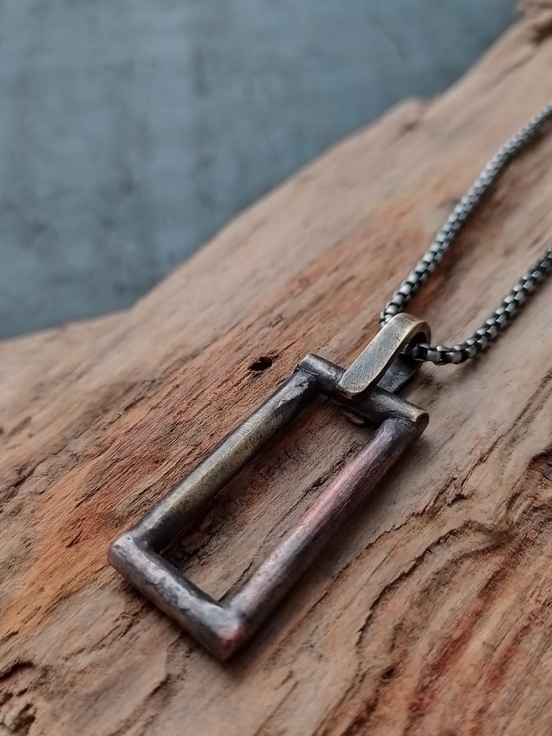 Rectangle Pendant for Men Rectangle Pendant Mens Necklace Rectangle ...