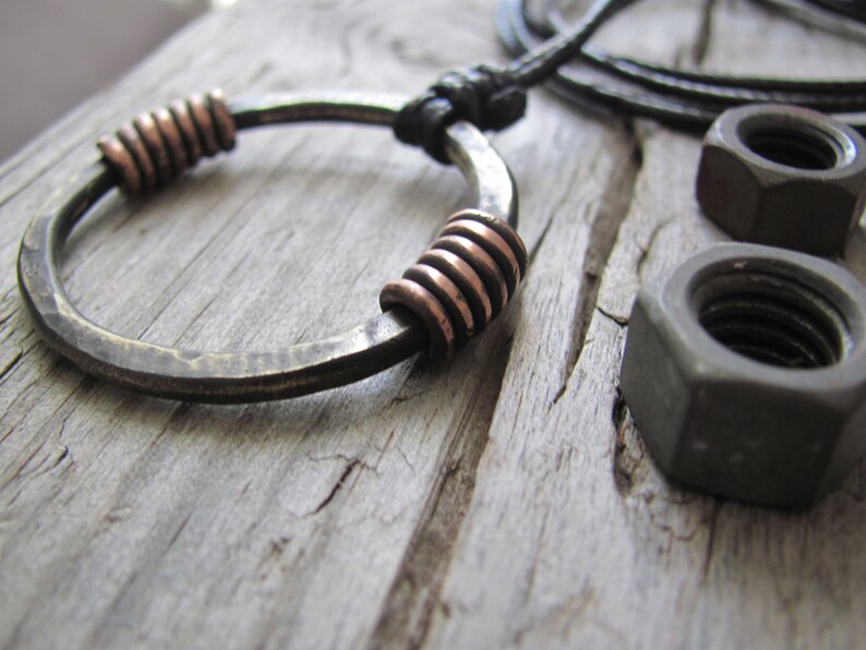 Forged Jewelry Forged Pendant Forged Copper Necklace Geometric - Etsy