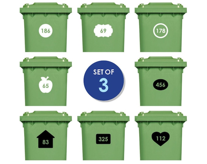 Wheelie Bin Number Stickers Custom Dustbin House Graphic Adhesive Decal ...