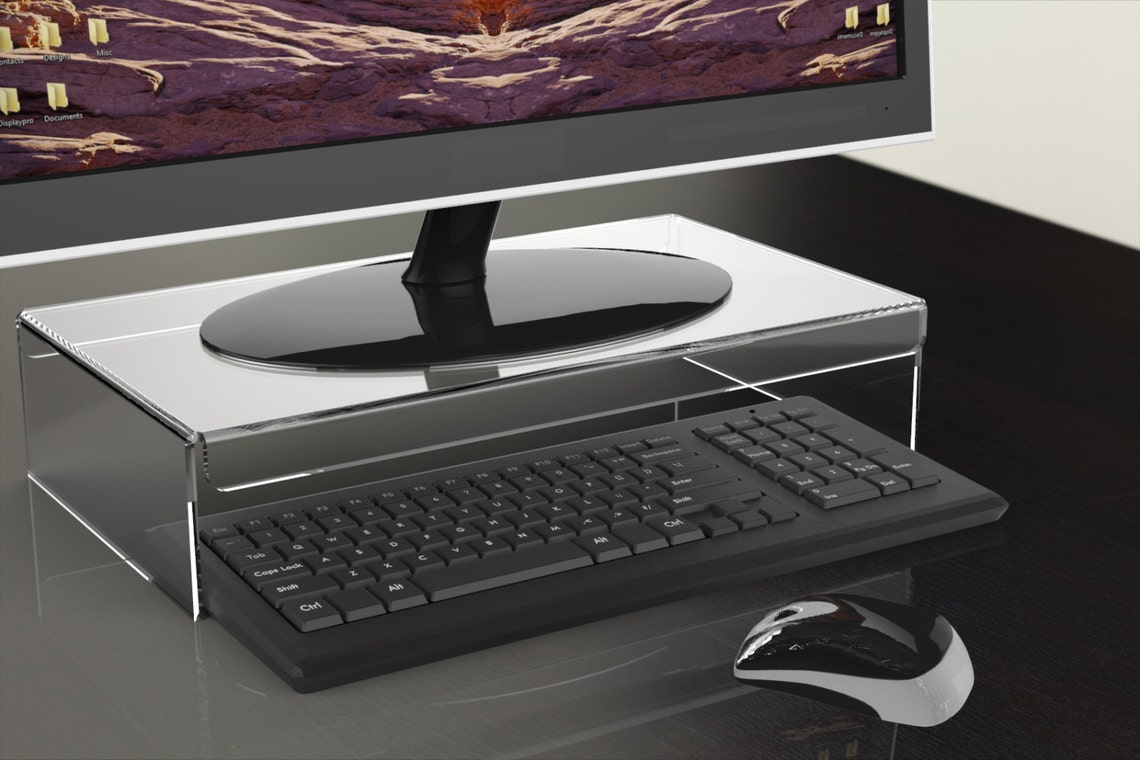 Acrylic Monitor Stand Riser Plinth & Keyboard Stand Made From Clear ...