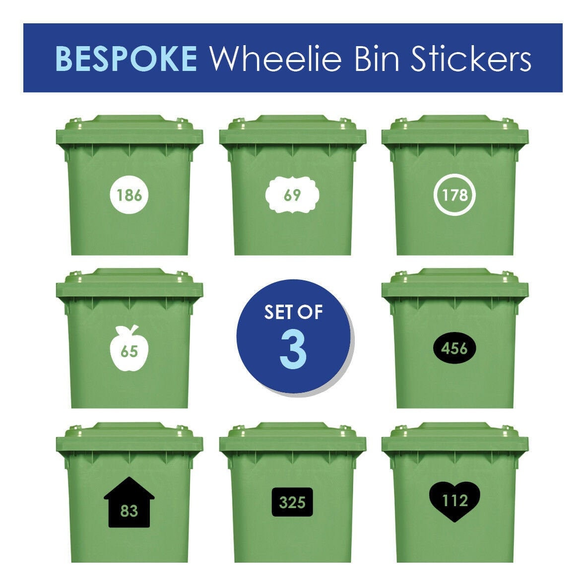 Wheelie Bin Number Stickers Custom Dustbin House Graphic | Etsy