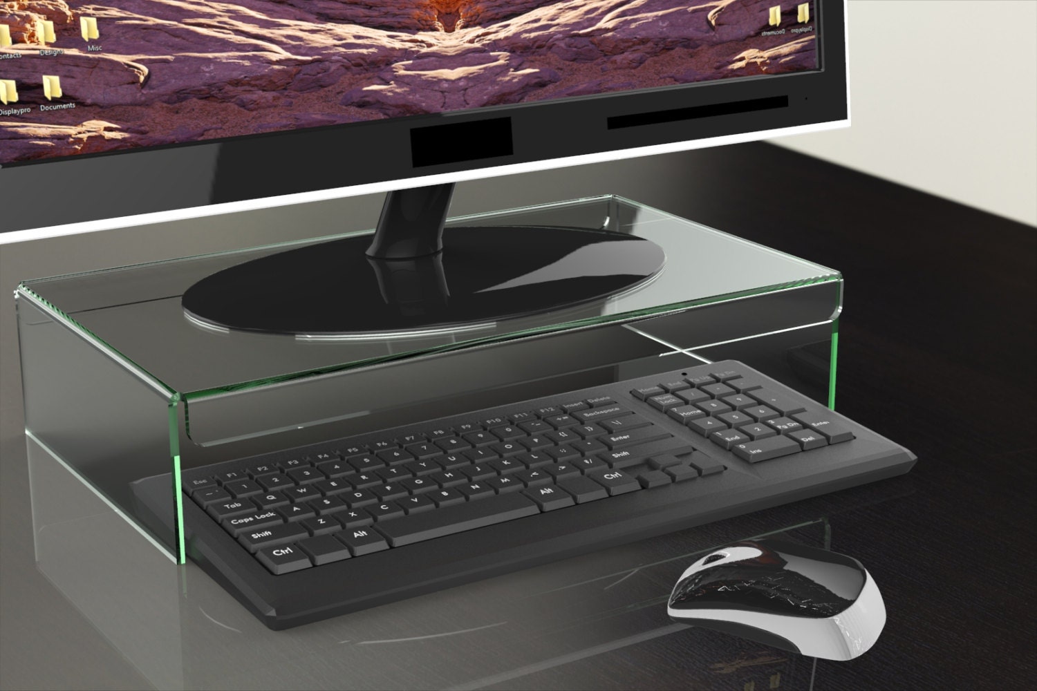 Acrylic Glass Effect Monitor Stand Riser Plinth & Keyboard - Etsy UK