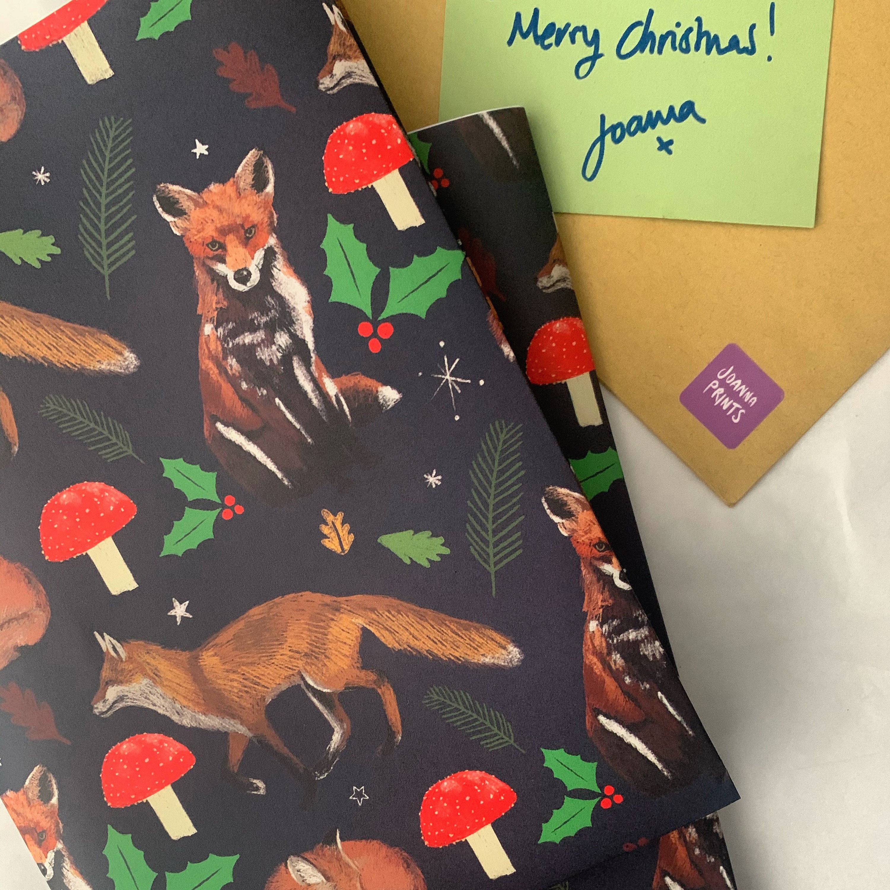 Fox Wrapping Paper Christmas Gift Wrap Festive Illustration - Etsy UK