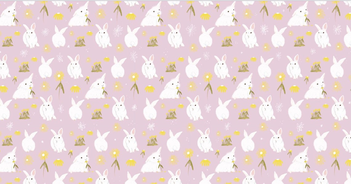 Rabbit Wrapping Paper White Bunnies Illustration Gift Wrap | Etsy UK
