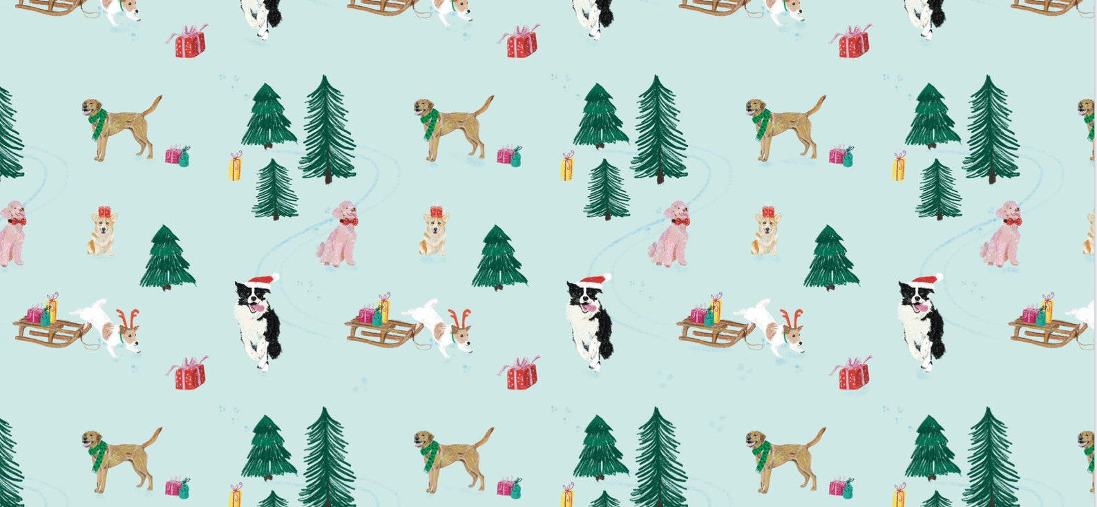 Dog Christmas Wrapping Paper, Winter-theme Gift Wrap, Festive ...