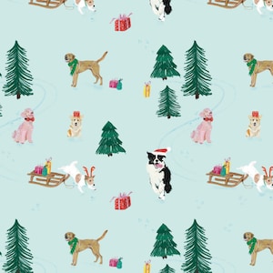 Dog Christmas Wrapping Paper, Winter-theme Gift Wrap, Festive ...