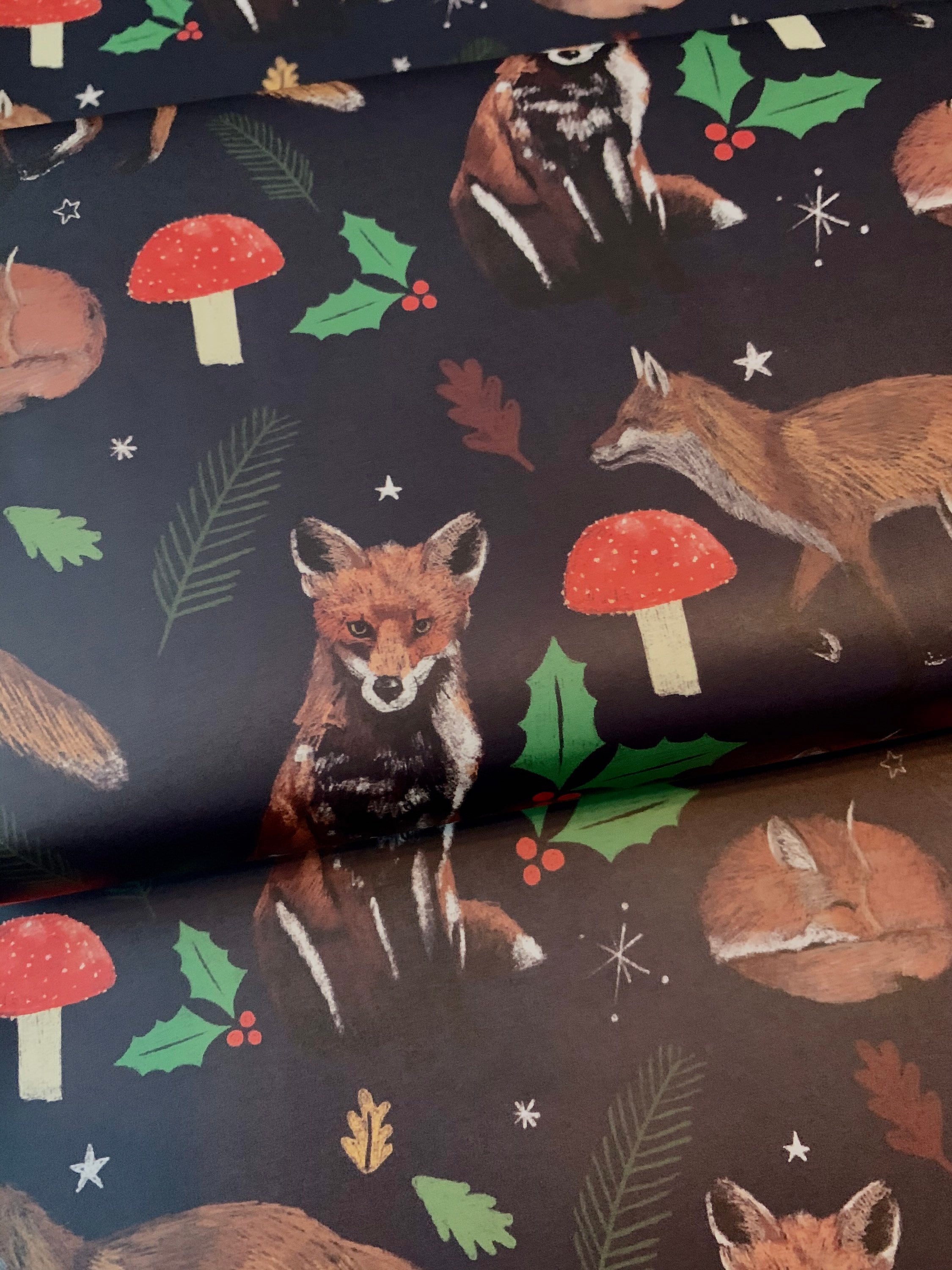 Fox Wrapping Paper Christmas Gift Wrap Festive Illustration - Etsy UK