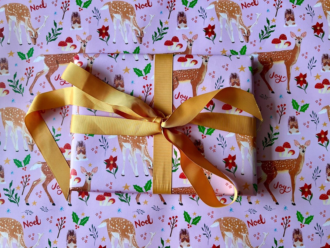 Christmas Deer Wrapping Paper, Luxury Reindeer Gift Wrap, Festive ...
