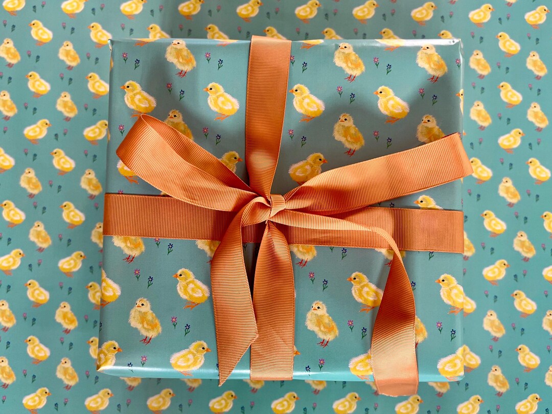 Spring Chicken Wrapping Paper, Baby Chick Illustration, Gift Wrap, New ...