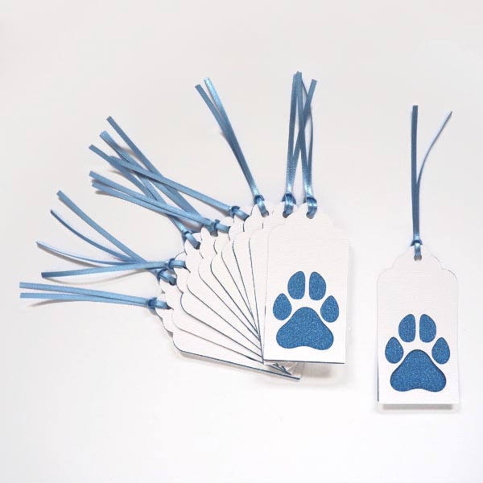 Paw Print Gift Tags in Blue Pack of 10 Christmas Gift Tags | Etsy