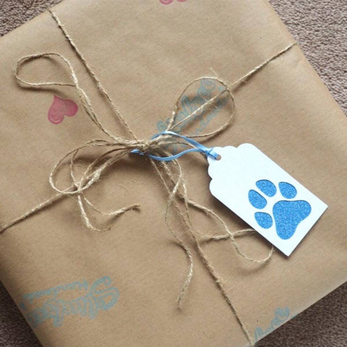 Paw Print Gift Tags in Blue Pack of 10 Christmas Gift Tags | Etsy