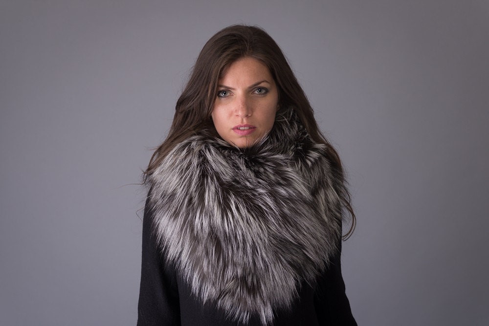 Scarf Silver Fox Fur. Fur Handmade Neck Warmer.free SHIPPING - Etsy