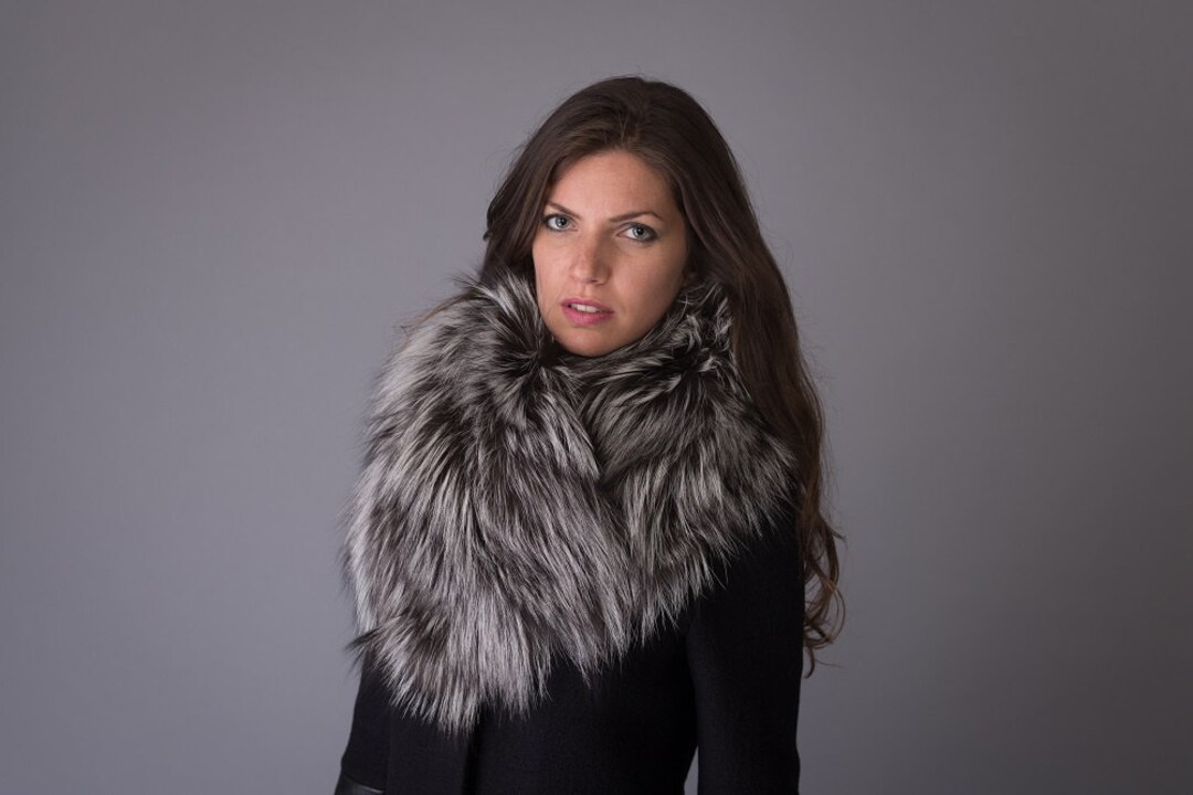 Scarf Silver Fox Fur. Fur Handmade Neck Warmer.free SHIPPING - Etsy