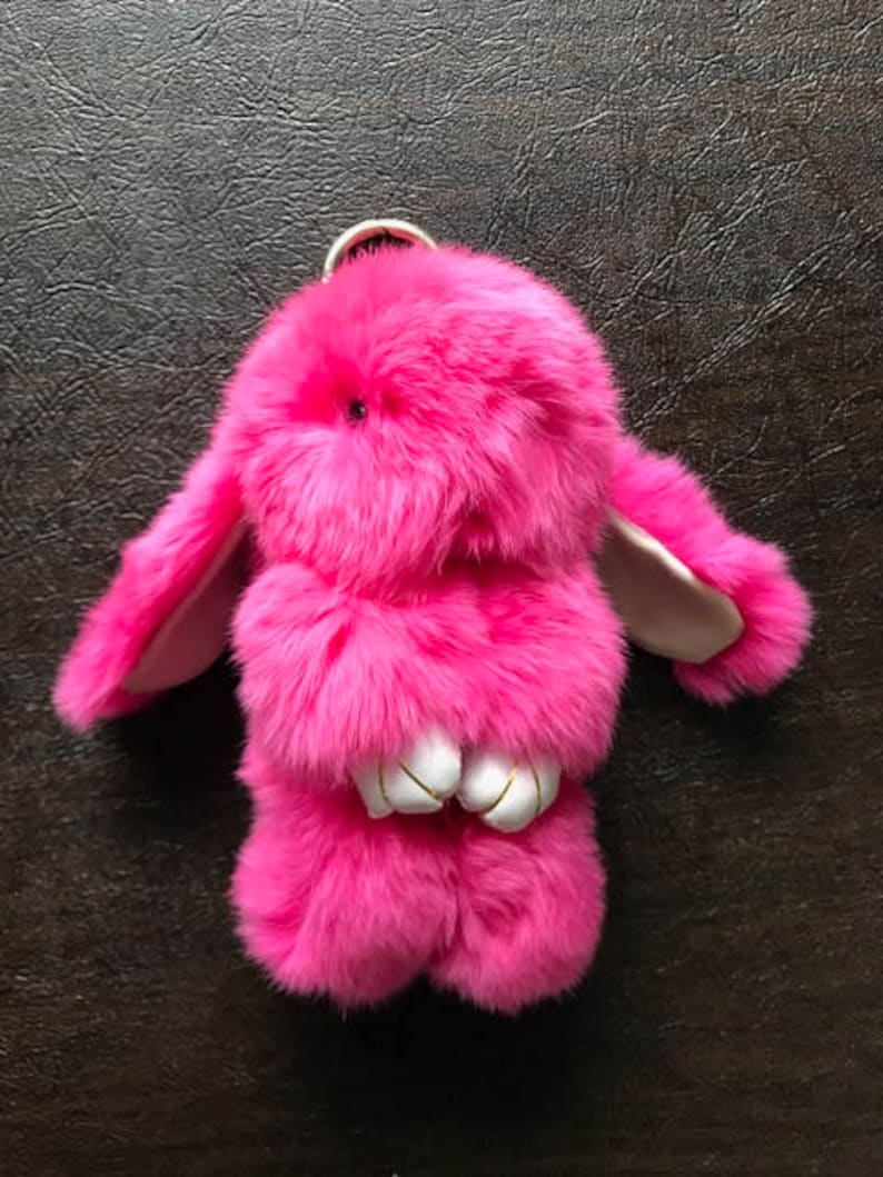 Fur Bunny Keychain. Pink Charm Soft and Fluffy.free SHIPPING in the USA ...