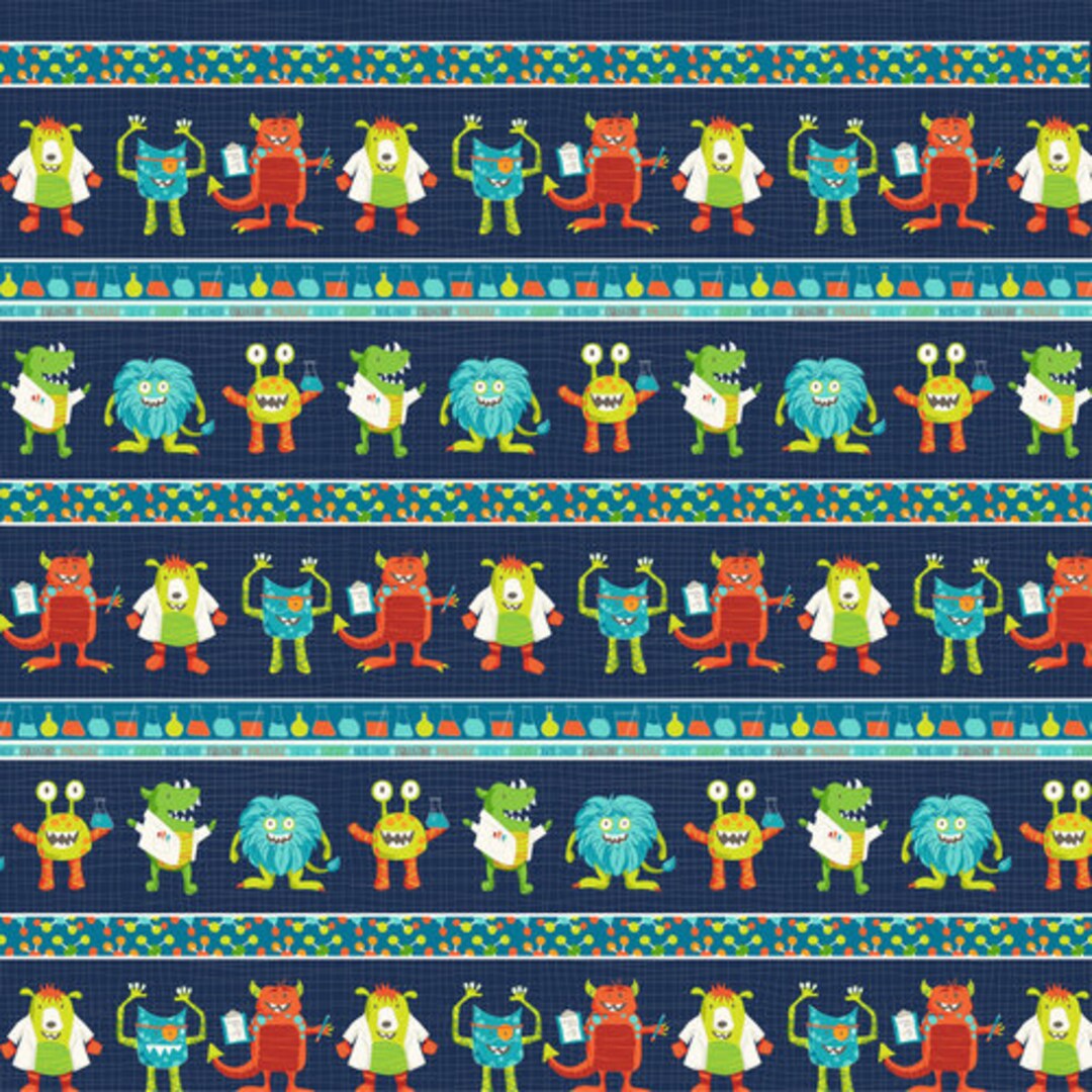 Monster Lab Striped Monsters Fabric by Studio E - Etsy