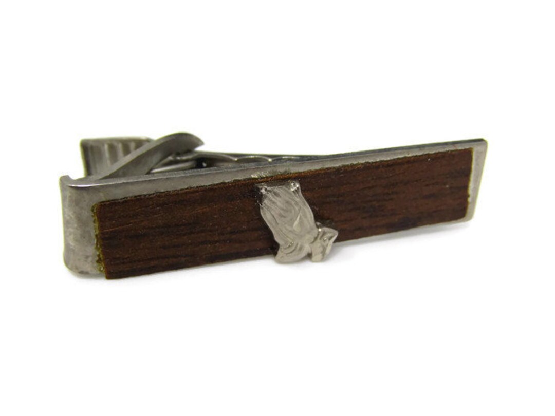 Vintage Tie Bar Tie Clip: Praying Hands Religious Wood Background - Etsy