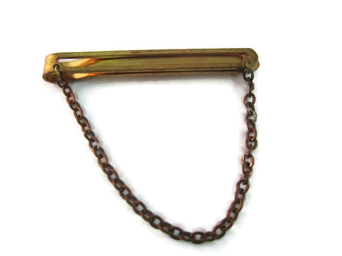 Vintage Men's Tie Bar Clip Jewelry: Chain Open Front Design by Giant Grip