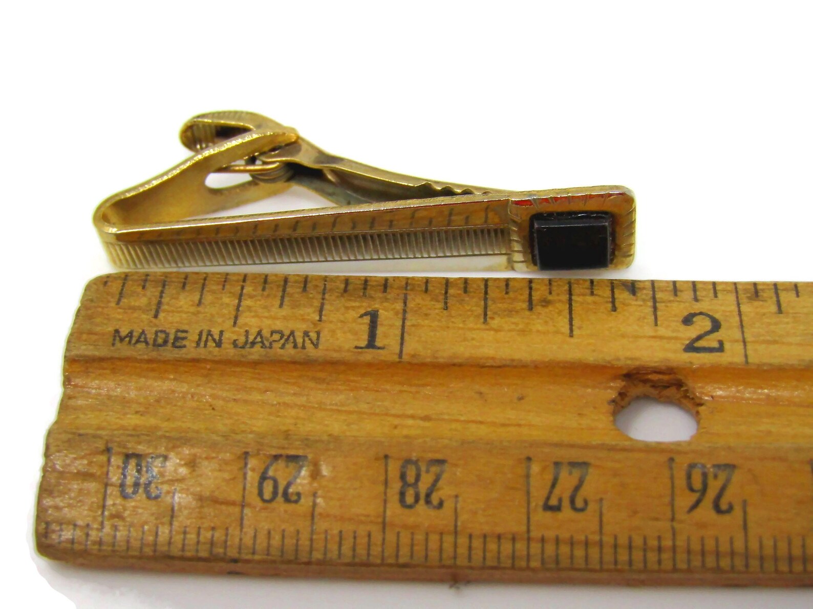 Cool Tie Clip Vintage Mens Tie Bar Black Accent Gold Tone Gift | Etsy