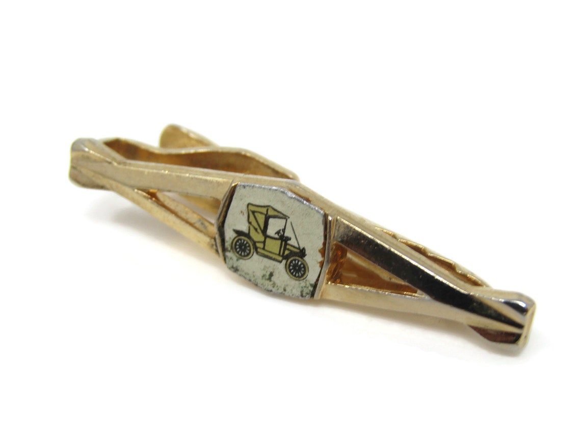 Antique Car Tie Clip Bar Gold Tone Vintage Men's Jewelry | Etsy