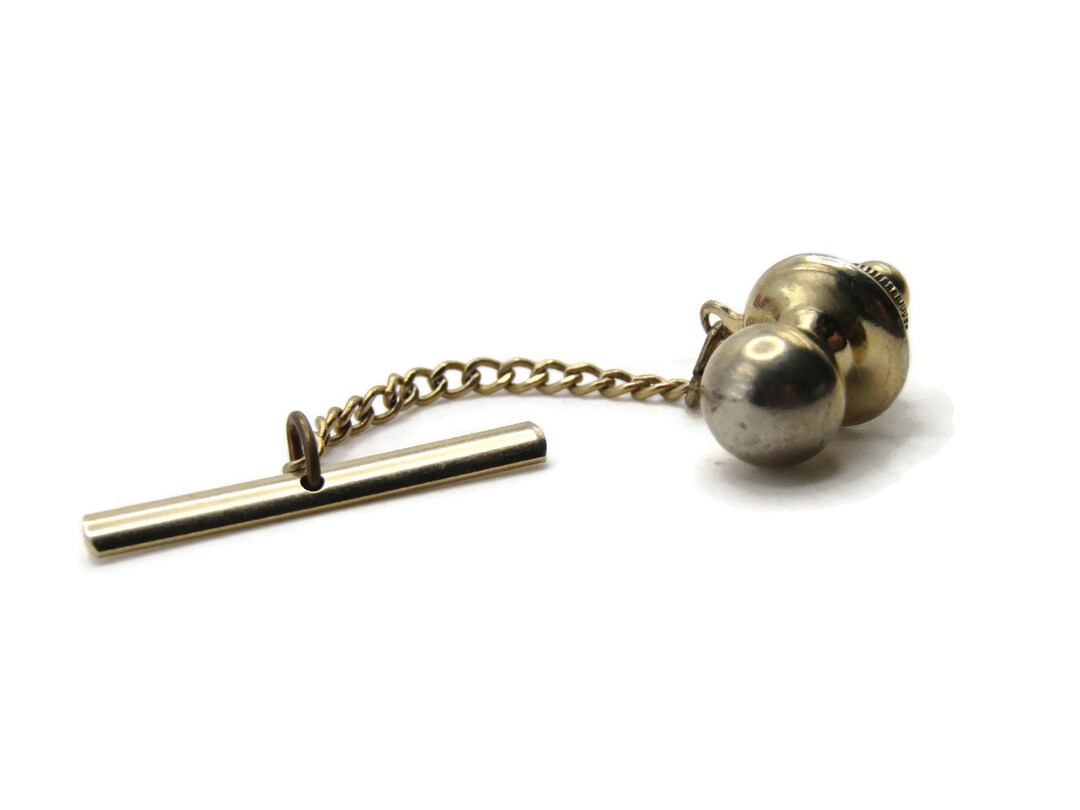 Round Ball Tie Pin and Chain Men's Jewelry Gold Tone - Etsy