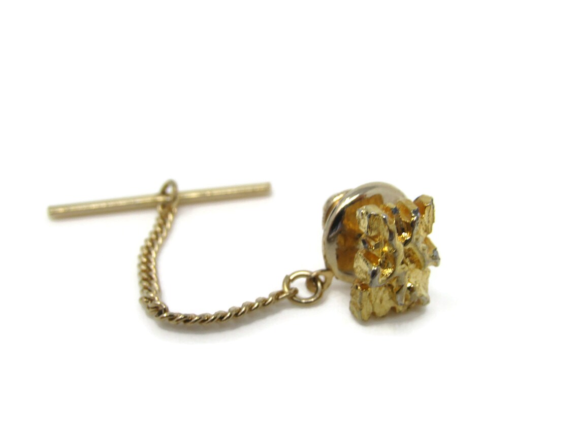 Gold Tone Chunk Art Tie Tack Pin Vintage Men's Jewelry Nice Design - Etsy