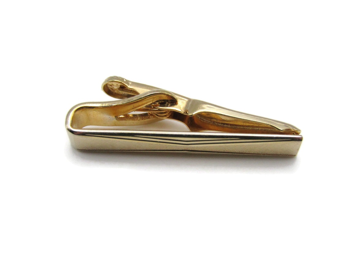 Inverted Triangle Design Brushed Finish Modernist Gold Tone Tie Clip ...