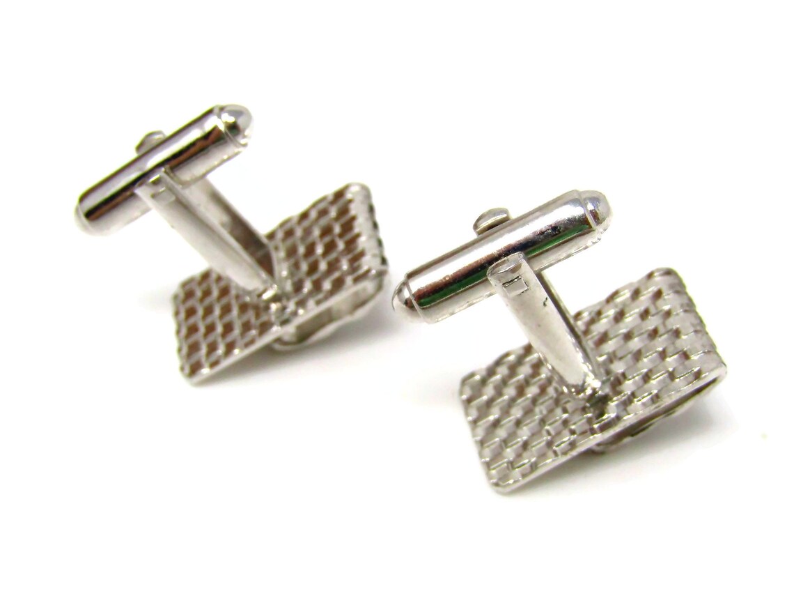 Folded Checkered Cuff Links Cufflinks for Men Vintage Silver Tone - Etsy