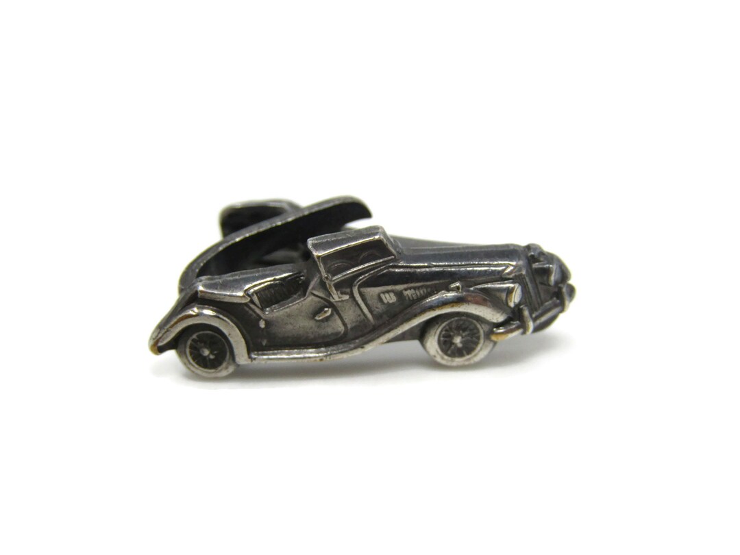 Antique Car Automobile Small Tie Bar Clip Silver Tone Vintage Men's ...