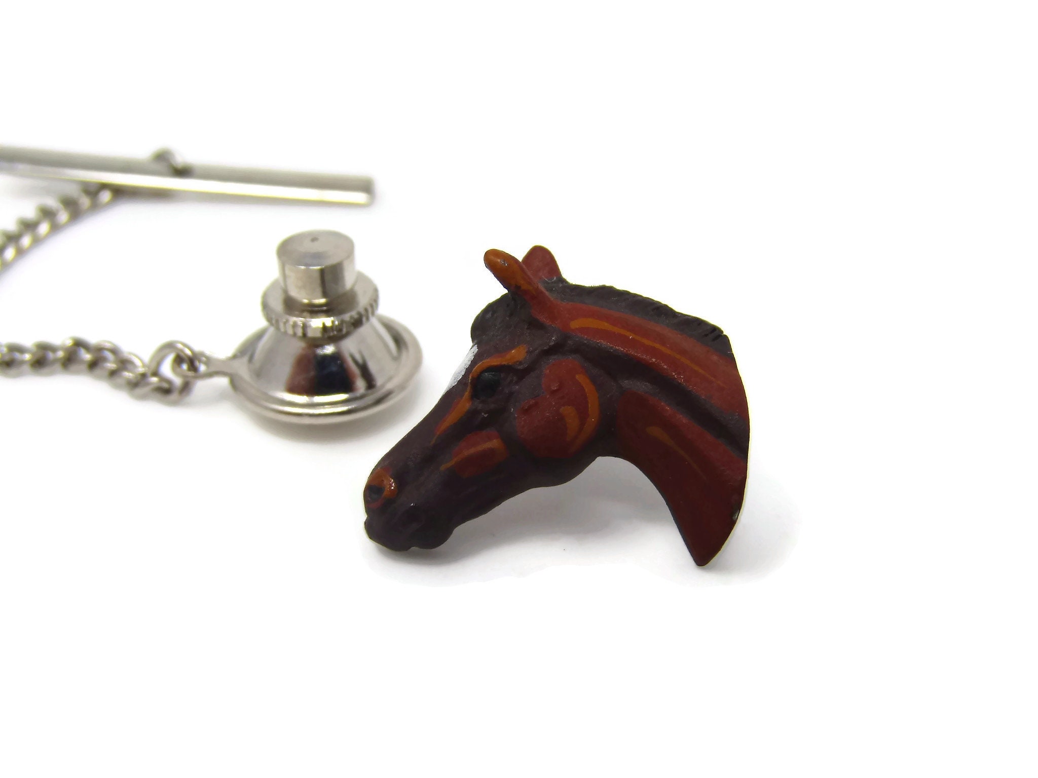Vintage Tie Tack Tie Pin: Horse Head Horsehead Stunning Detail & Design