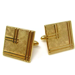 Square Cufflinks for Men Vintage Overlapping Lines Gold Tone Great ...
