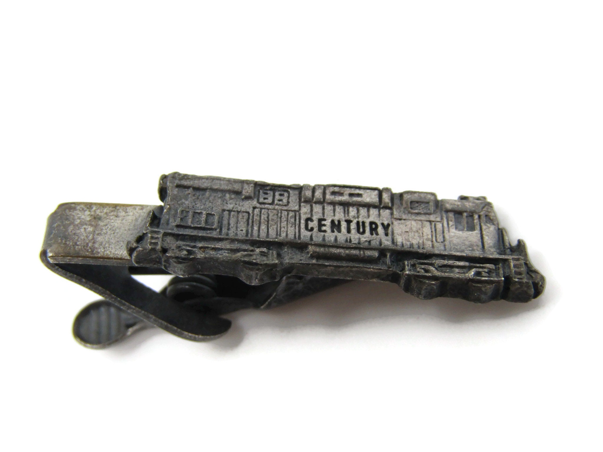 Century Train Railroad Tie Clip Tie Bar: Vintage Silver Tone - Stand ...