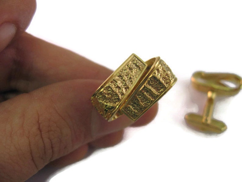 Vintage Cufflinks for Men: Gorgeous Textured Gold Tone Loop Design - Etsy