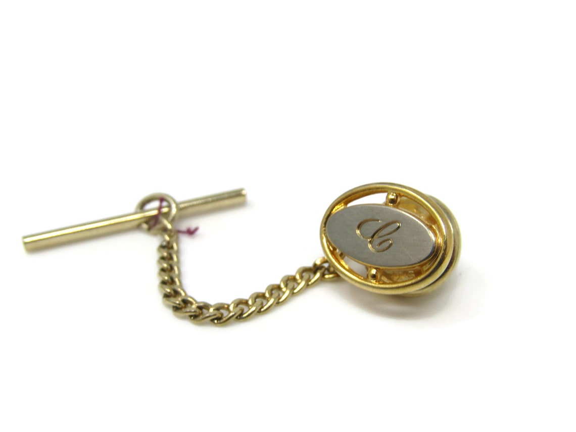 Letter C Initial Tie Pin Tack Vintage: Nice Design - Etsy