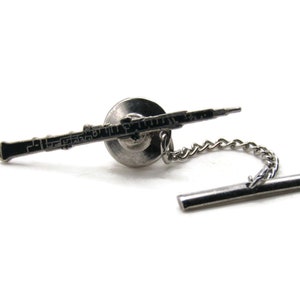 Musical Instrument Tie Pin and Chain Men's Jewelry Black and Silver ...