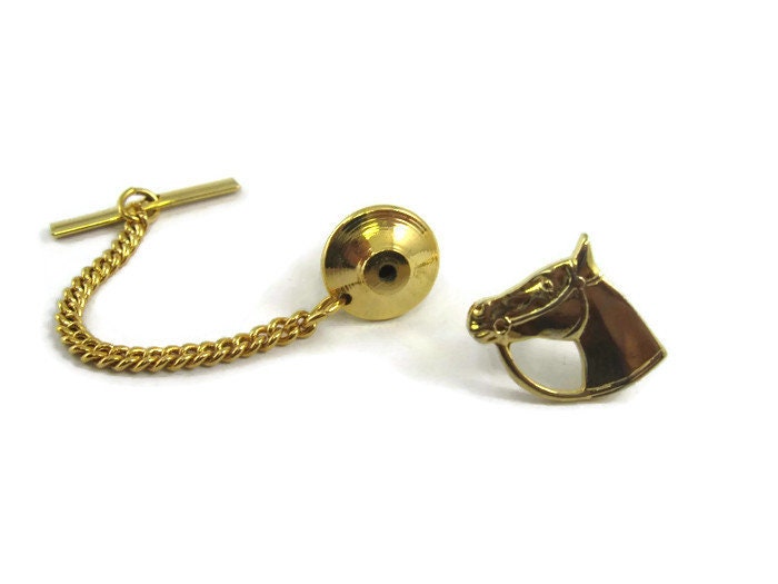 Vintage Tie Tack Pin: Horse Head Horsehead Gold Tone Equestrian Theme