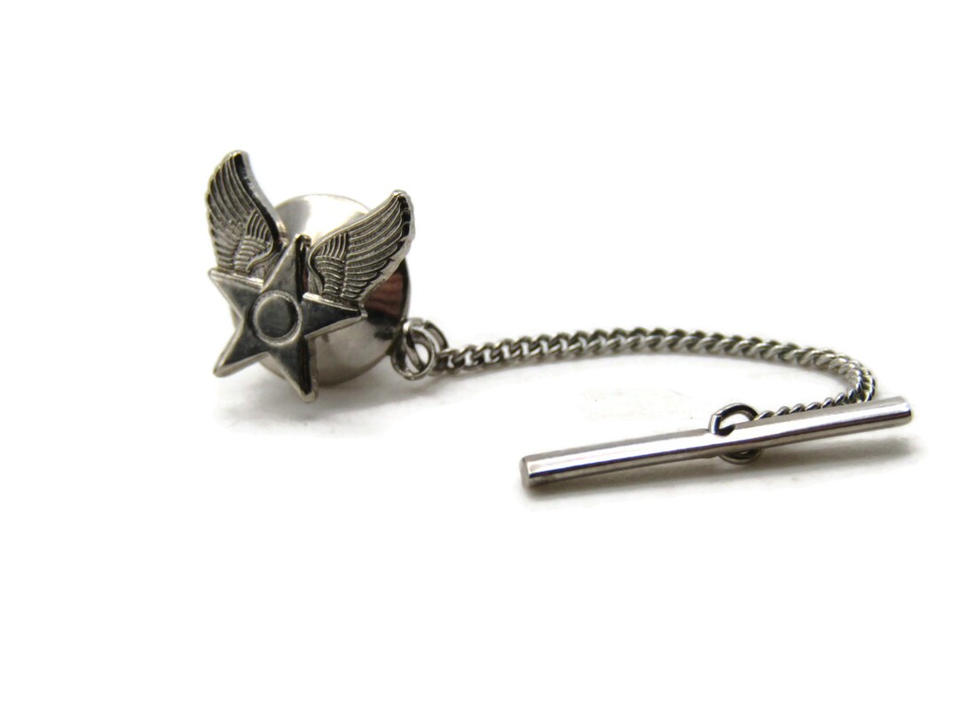 US Military Wings and Chain Tie Pin and Chain Men's Jewlery Silver Tone ...