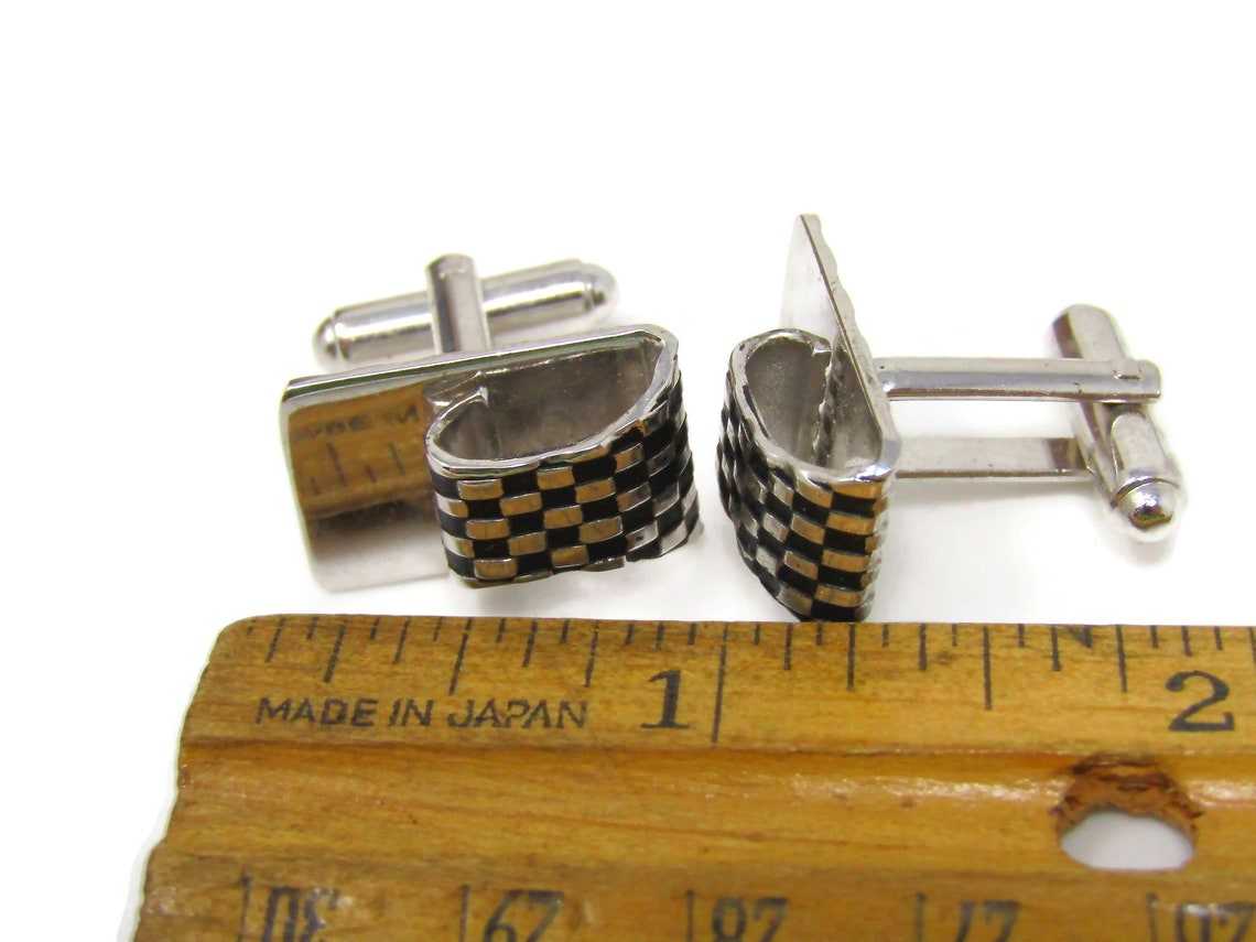 Folded Checkered Cuff Links Cufflinks for Men Vintage Silver Tone - Etsy
