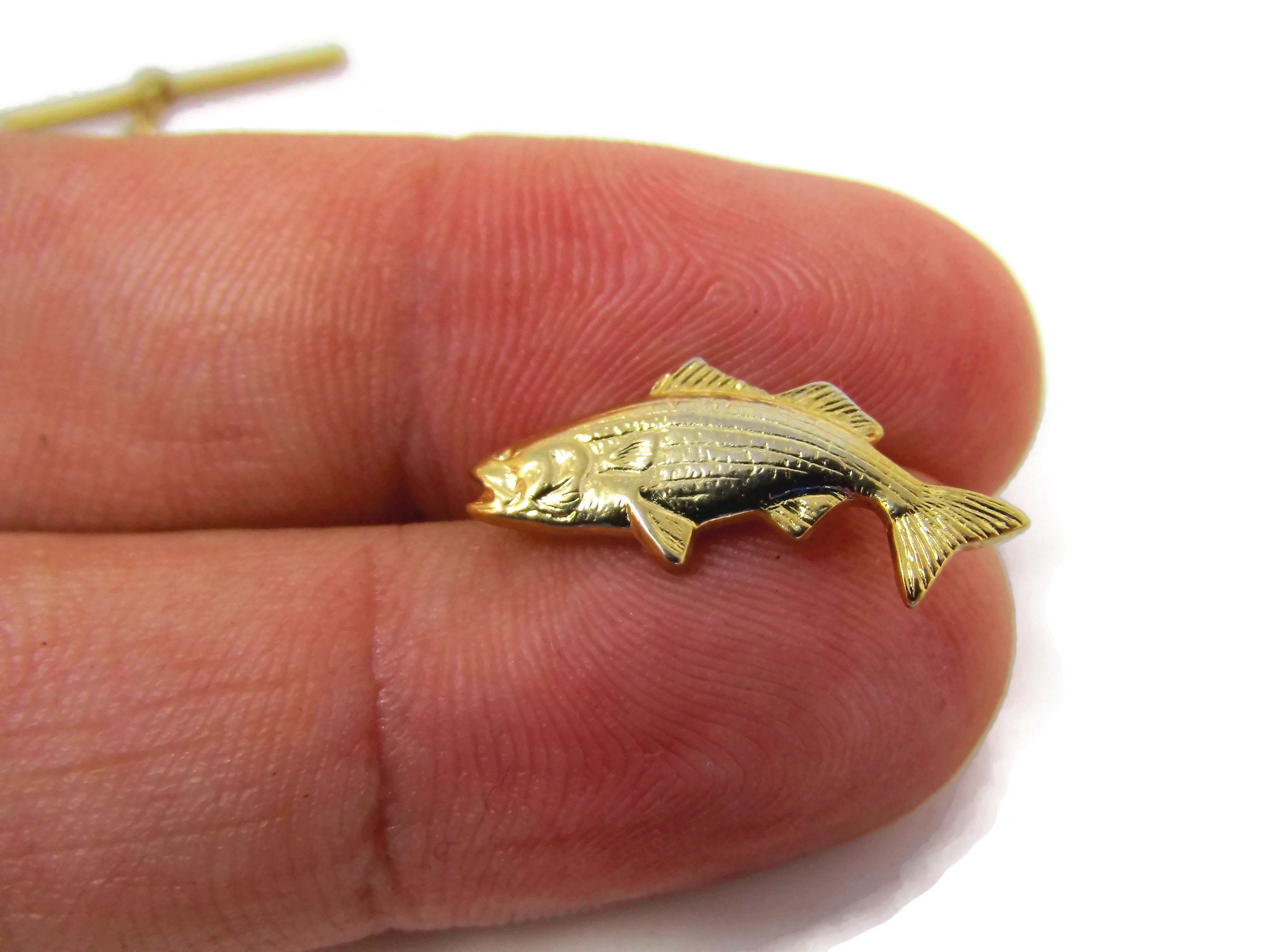 Vintage Tie Tack Tie Pin: Beautiful Fish Design Gold Tone Fisherman Gift