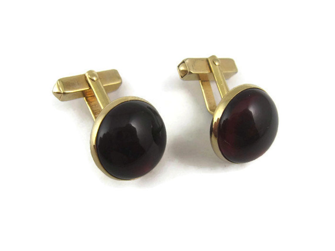 Vintage Cufflinks for Men: Stunning Translucent Dark Red Dome - Etsy